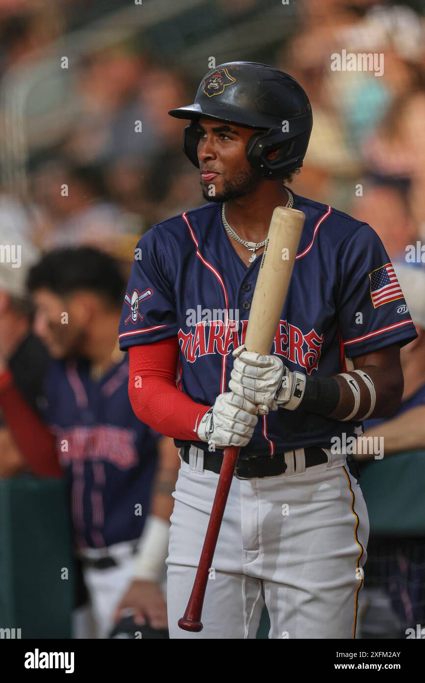 July 3, 2024, Bradenton, Florida, USA: Bradenton Marauders outfielder ...