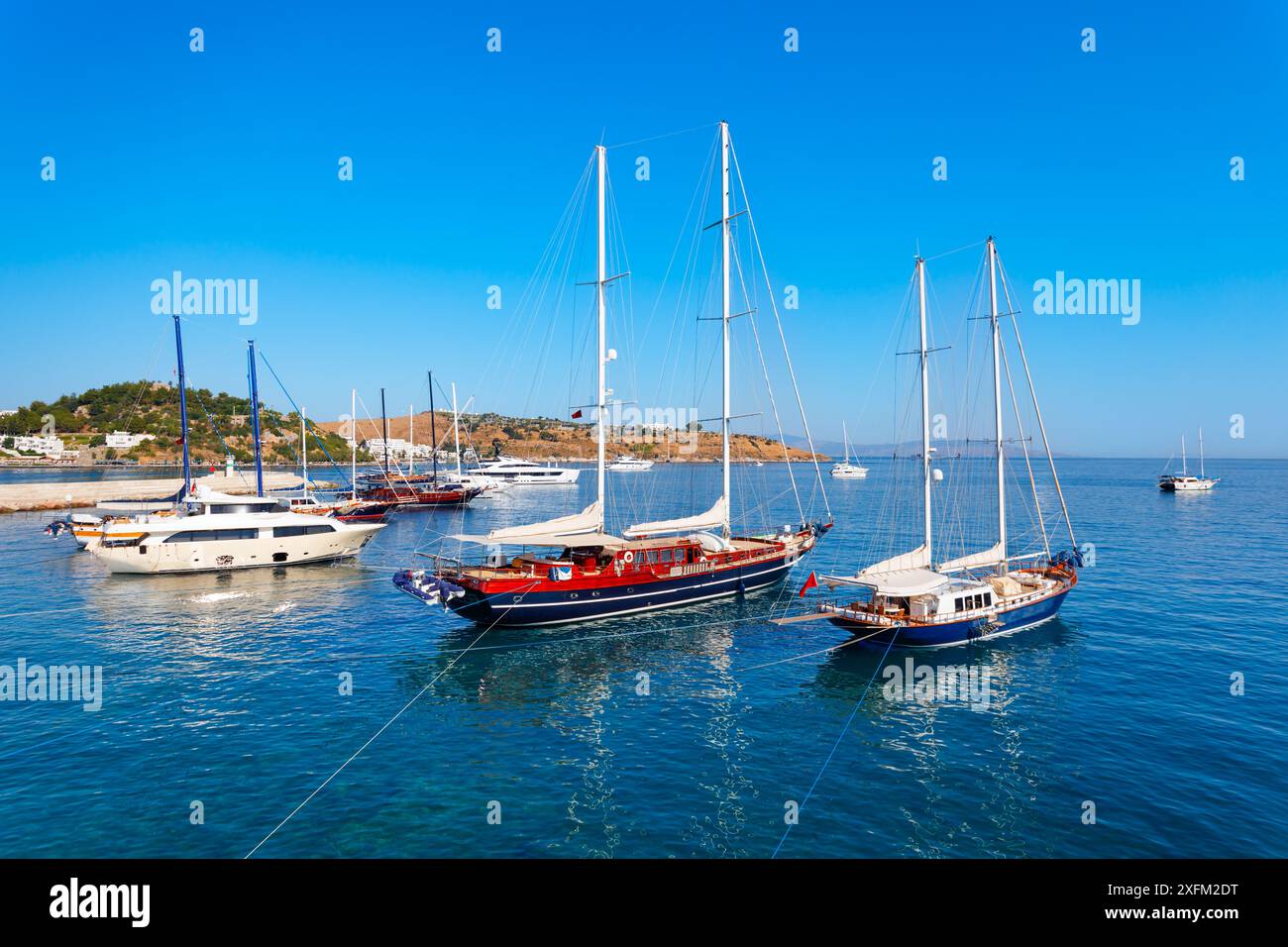 Boats and yachts at the Bodrum city marina. Bodrum is a city in Mugla ...