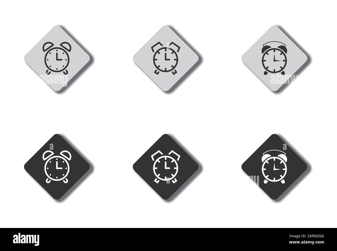 Alarm clock icon set. Wake symbol. Flat vector illustration Stock ...