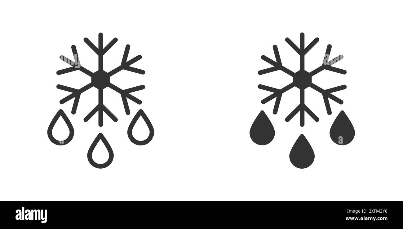 Snowflake and drop icon. Fefrost symbol. Flat vector illustration Stock ...