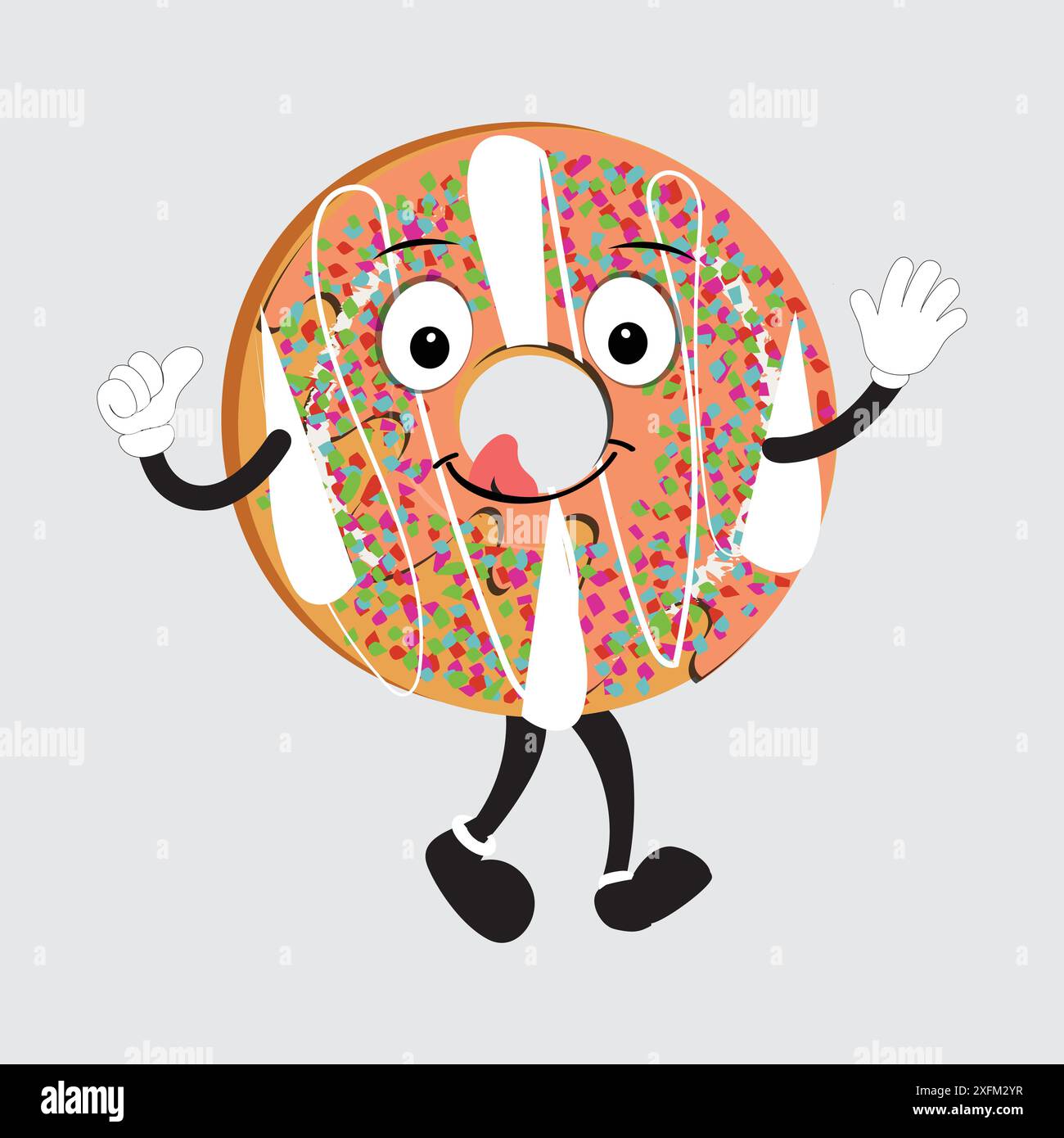 Donut mascot, vintage cartoon styled retro vector illustration,Donut ...
