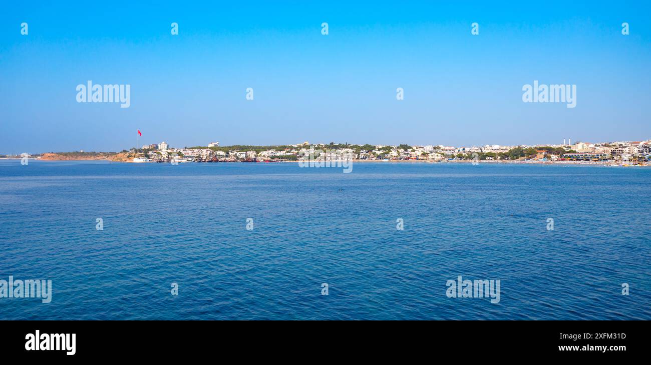 Didim city beach aerial panoramic view. Didim is a town in Aydin ...