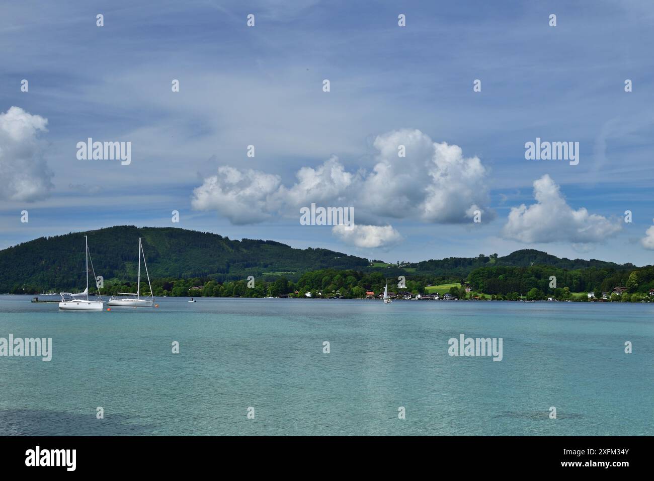 Two sailing boats on Lake Attersee in Austria Stock Photo - Alamy