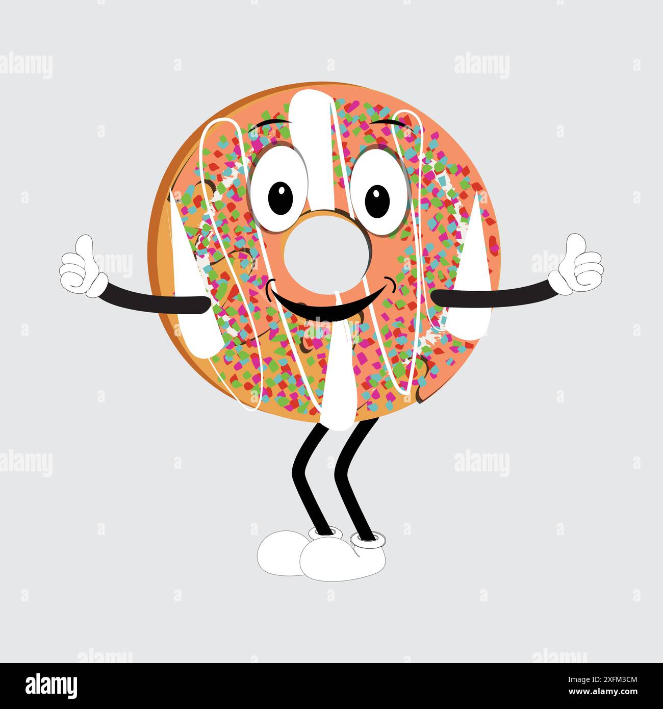 Donut mascot, vintage cartoon styled retro vector illustration,Donut ...