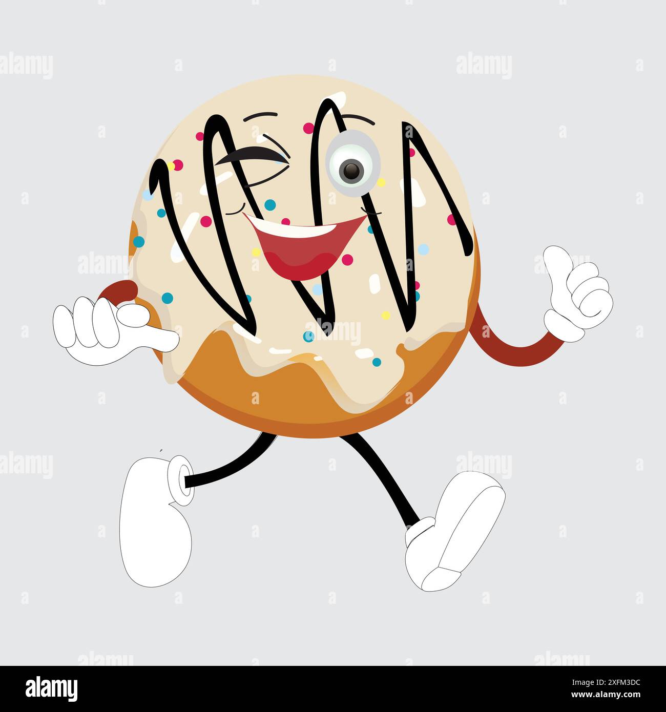 Donut mascot, vintage cartoon styled retro vector illustration,Donut ...