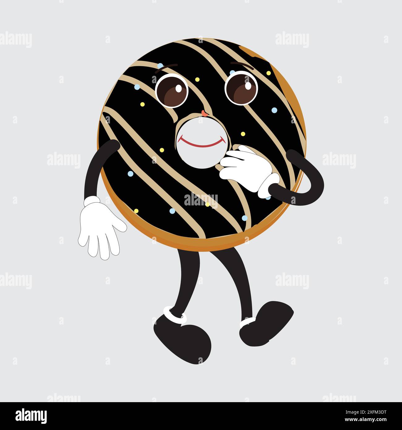 Donut mascot, vintage cartoon styled retro vector illustration,Donut ...