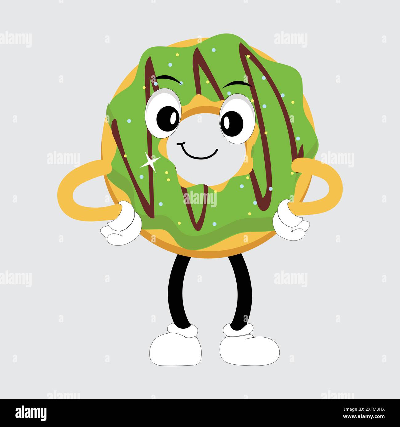 Donut mascot, vintage cartoon styled retro vector illustration,Donut ...