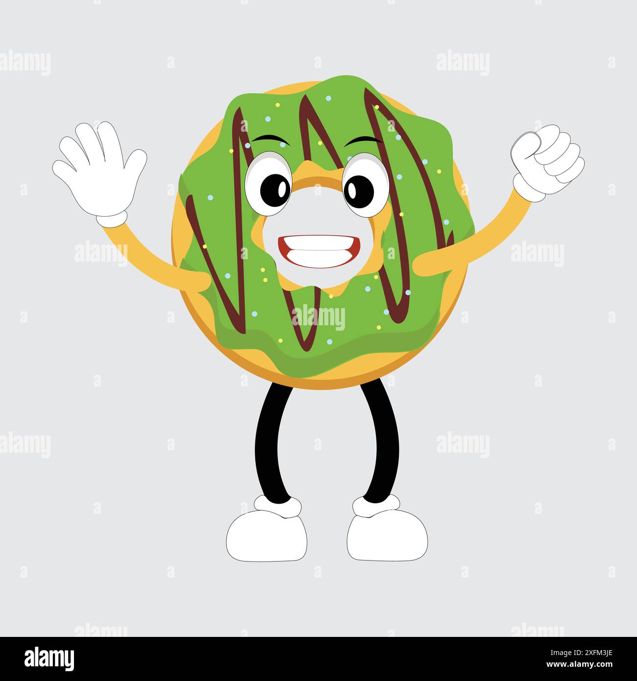 Donut mascot, vintage cartoon styled retro vector illustration,Donut ...