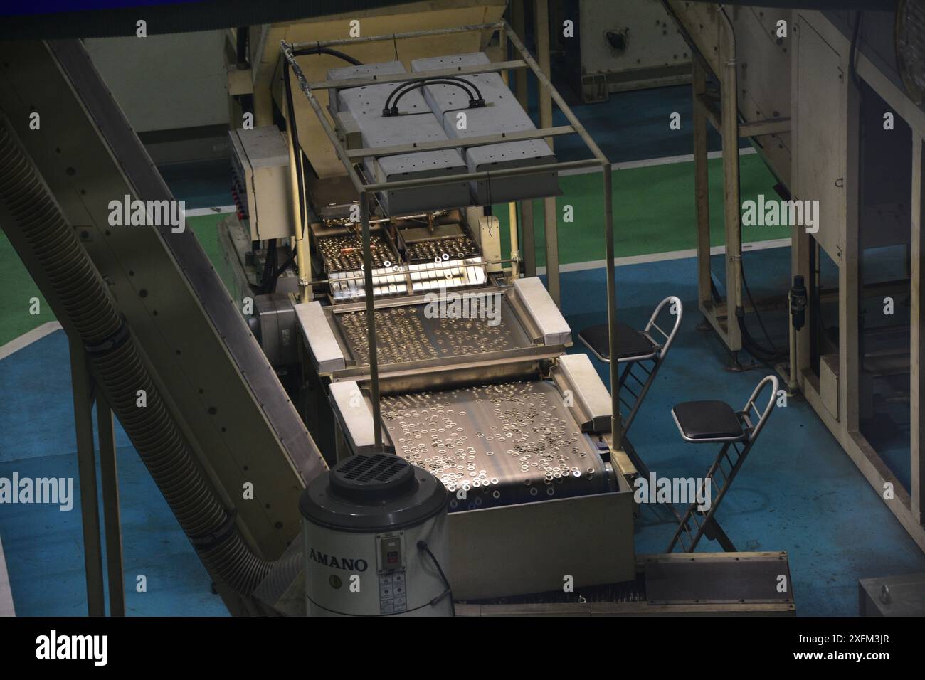 Industrial machines of the Japanese yen coins production line in the ...