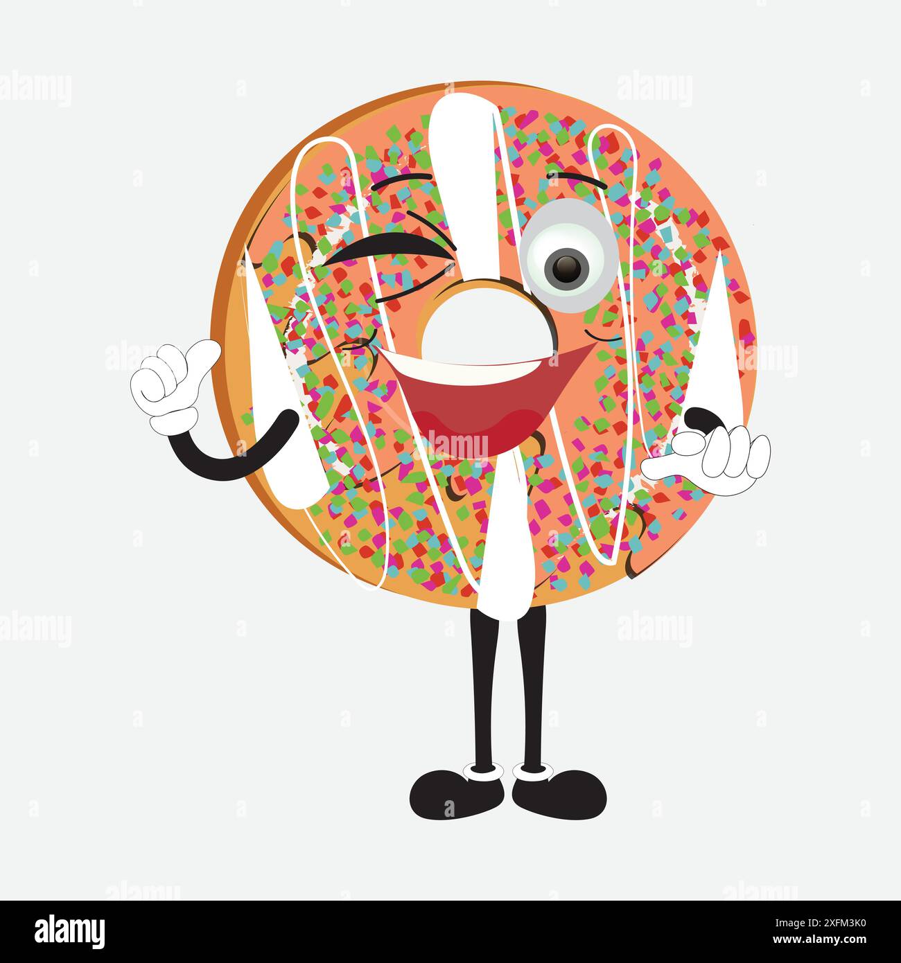 Donut mascot, vintage cartoon styled retro vector illustration,Donut ...