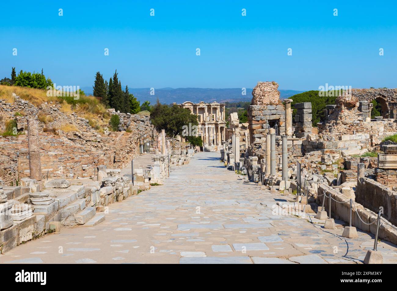 Curetes street collonade at the Ephesus ancient Greek city. Ephesus or ...