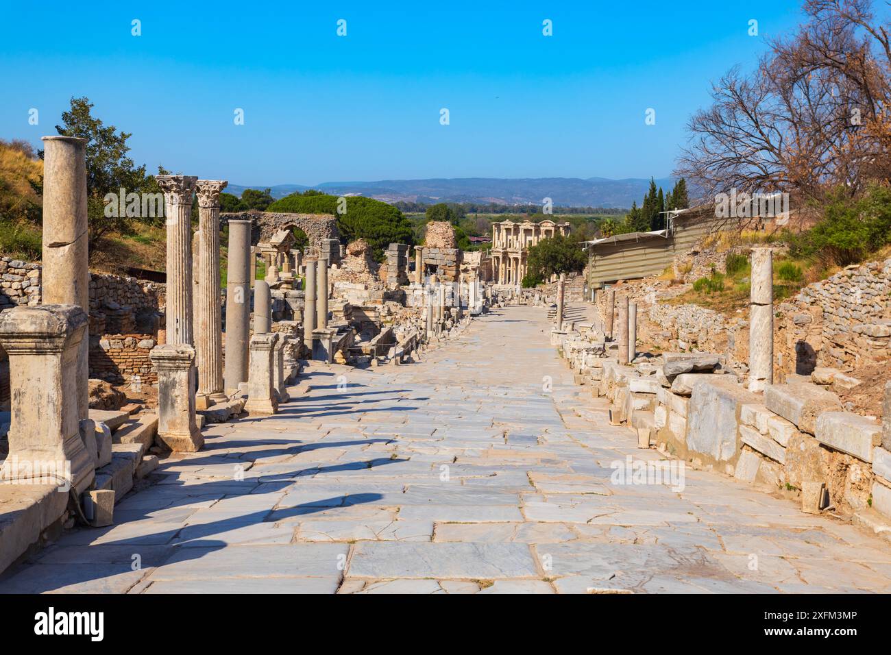 Curetes street collonade at the Ephesus ancient Greek city. Ephesus or ...