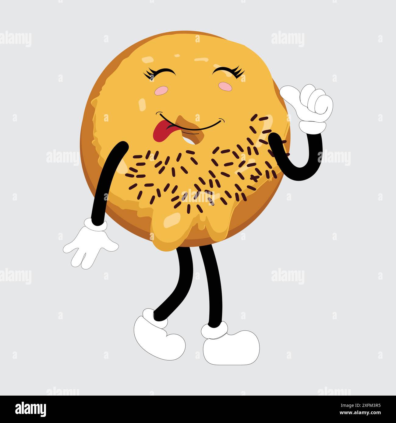 Donut mascot, vintage cartoon styled retro vector illustration,Donut ...