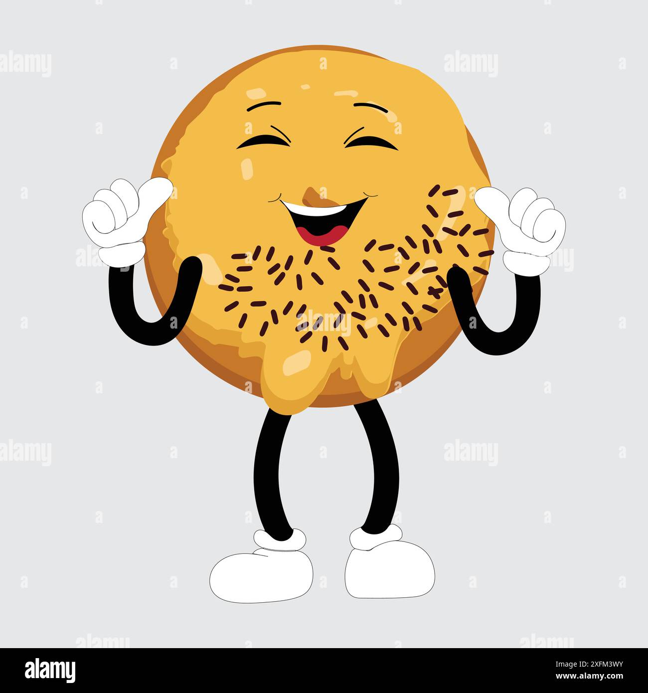 Donut mascot, vintage cartoon styled retro vector illustration,Donut ...