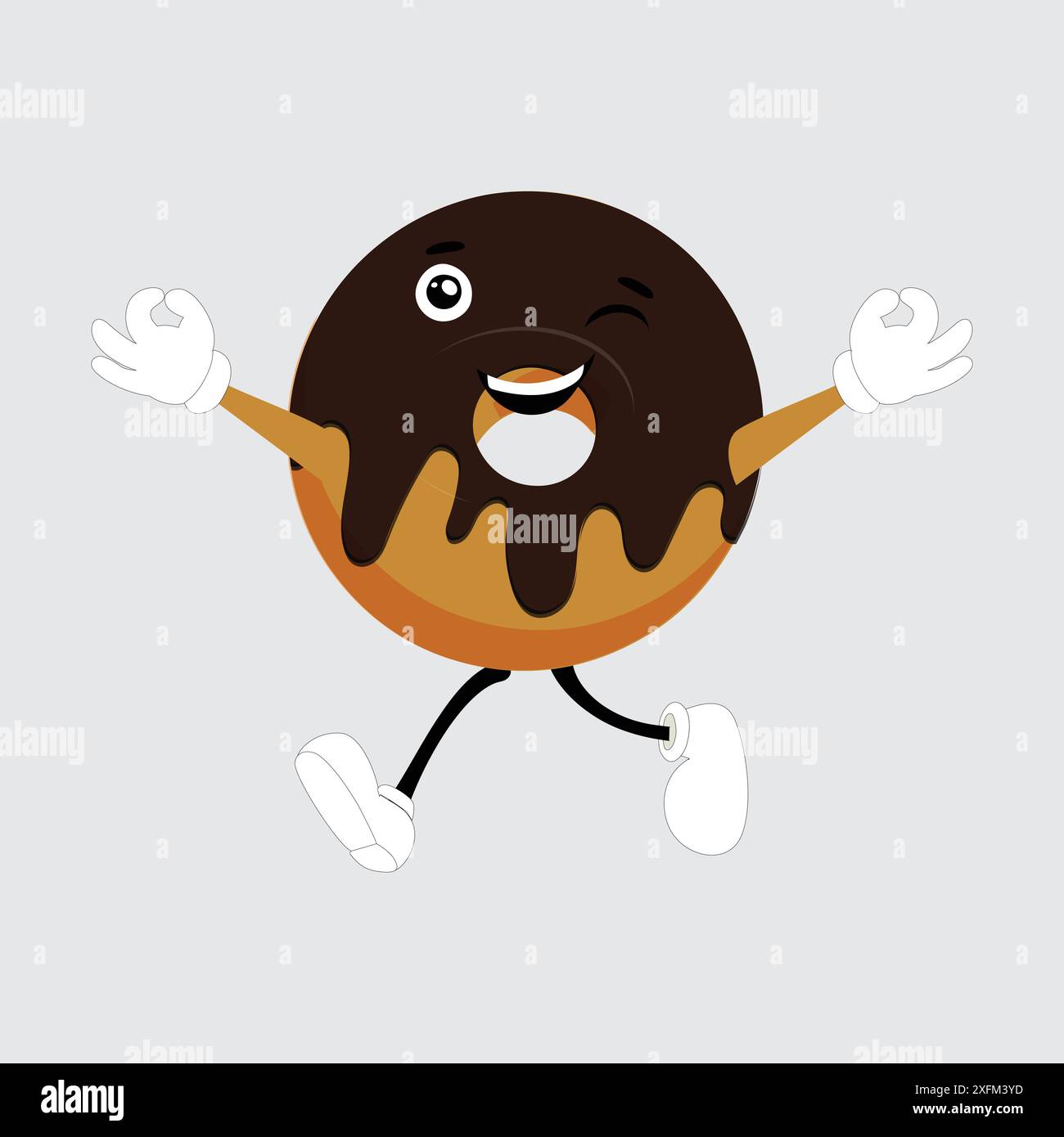 Donut mascot, vintage cartoon styled retro vector illustration,Donut ...