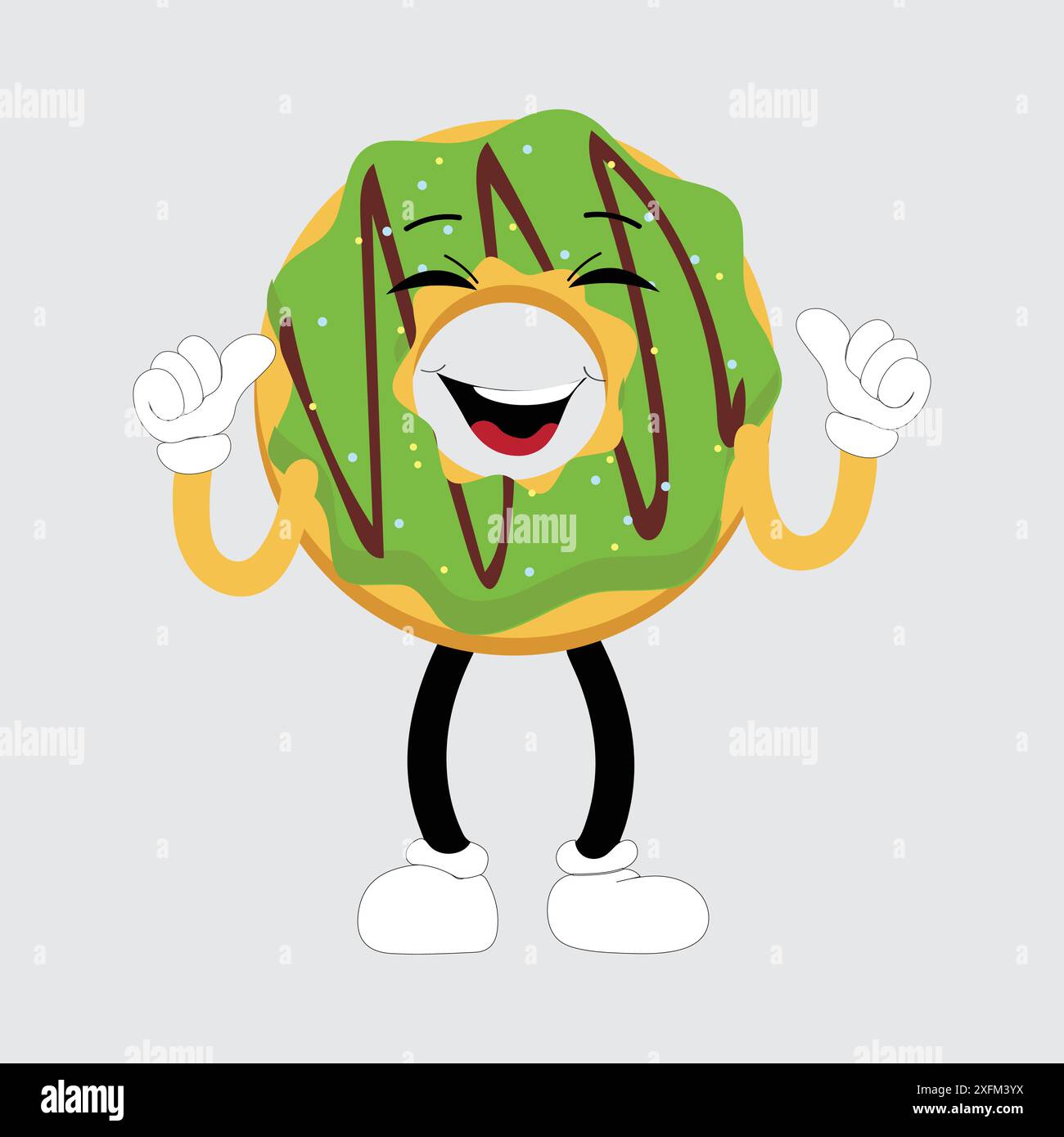 Donut mascot, vintage cartoon styled retro vector illustration,Donut ...