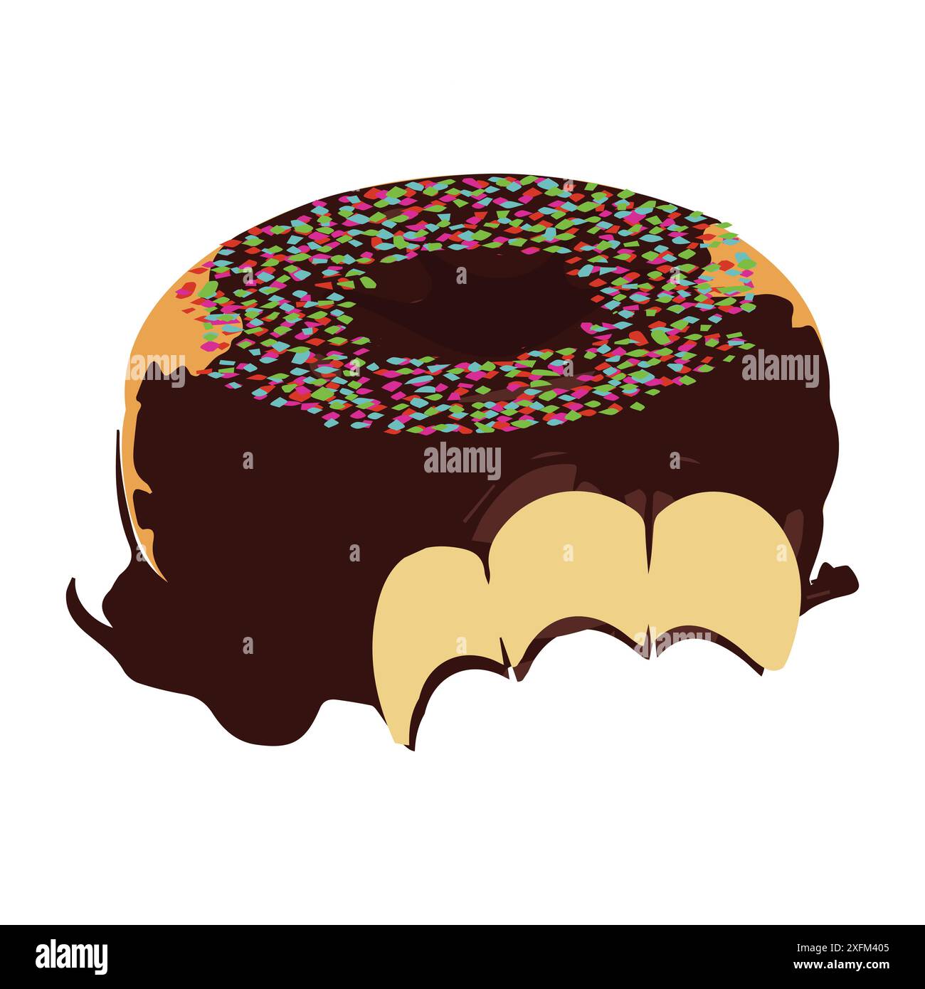 Bitten and half eaten donuts, doughnut pieces. Dessert doughnut bitten ...