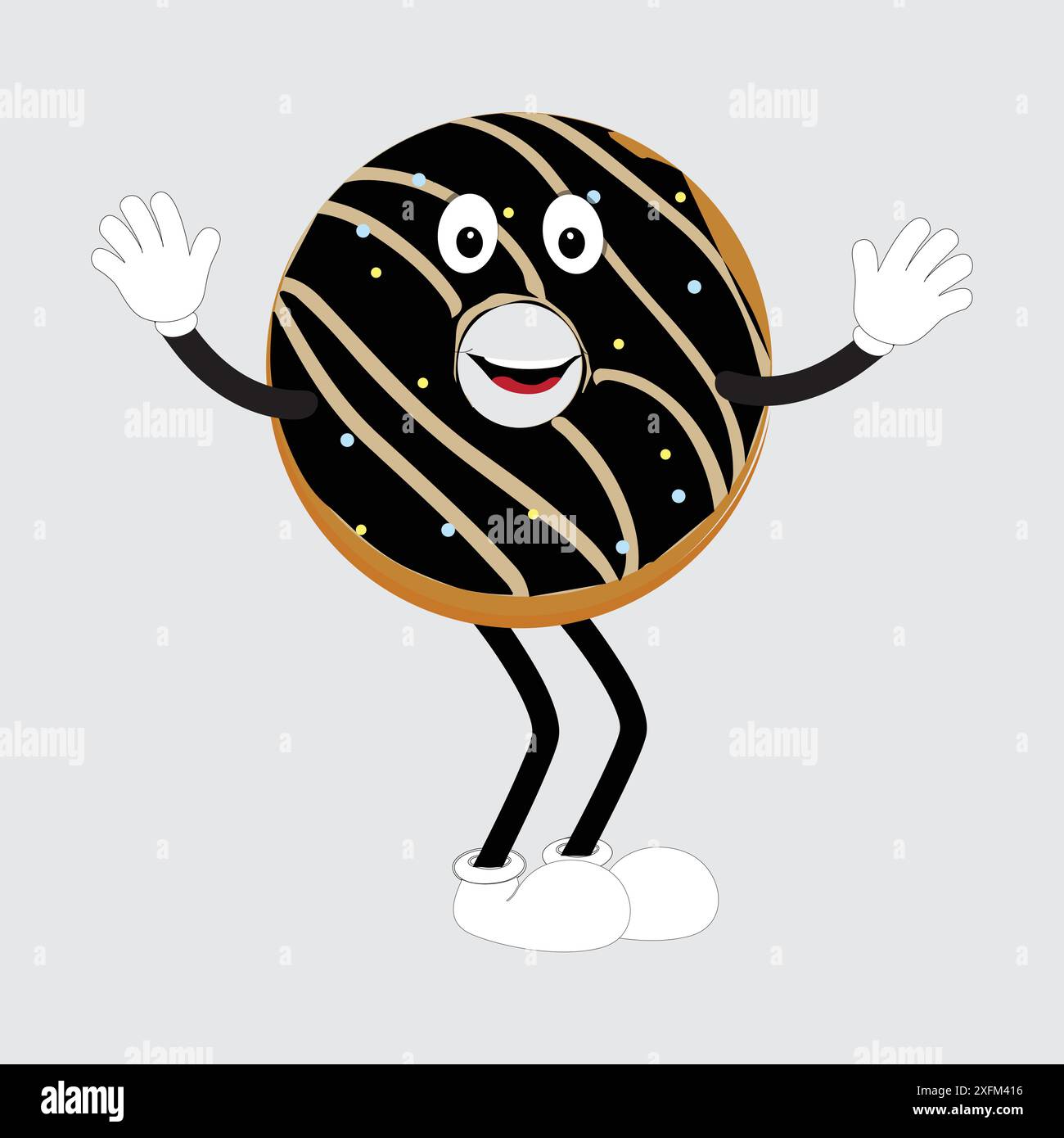 Donut mascot, vintage cartoon styled retro vector illustration, cute ...