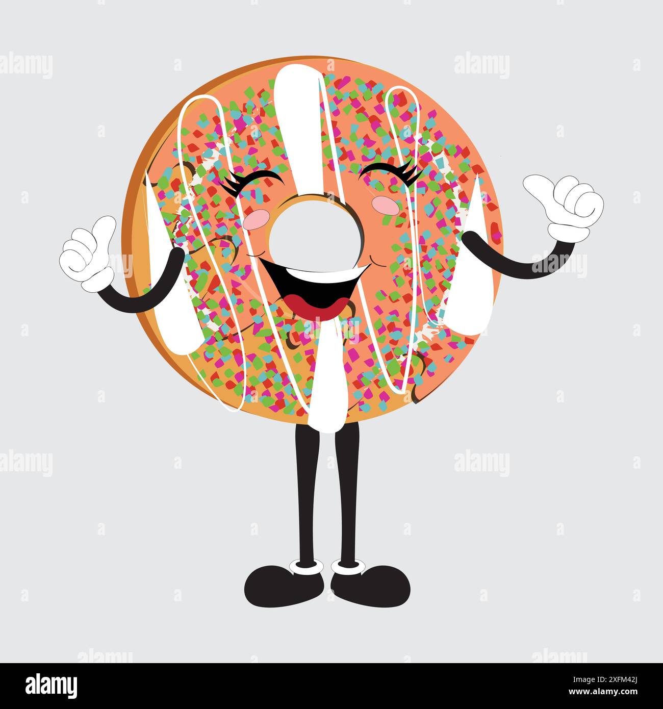 Donut mascot, vintage cartoon styled retro vector illustration,Donut ...