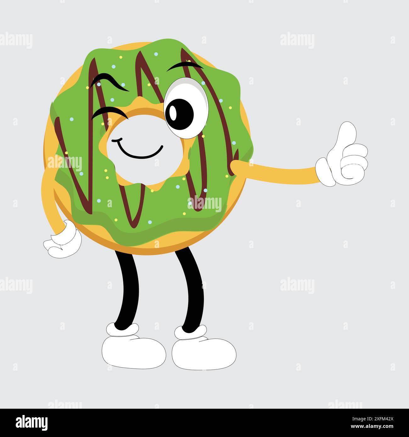 Donut mascot, vintage cartoon styled retro vector illustration,Donut ...