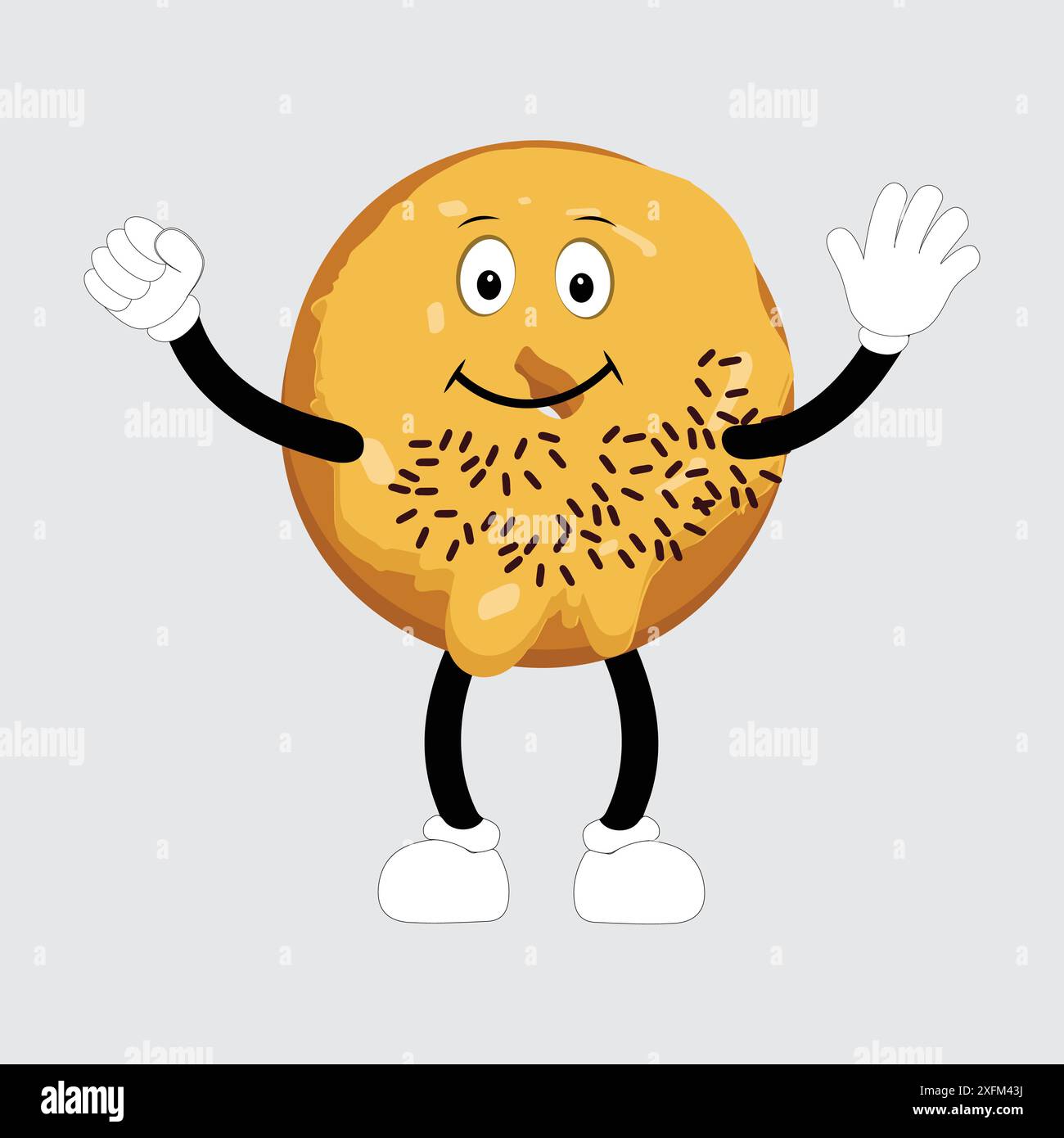 Donut mascot, vintage cartoon styled retro vector illustration,Donut ...