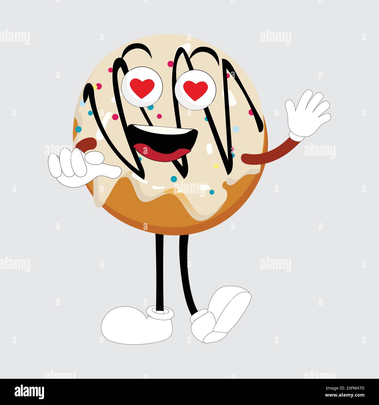 Donut mascot, vintage cartoon styled retro vector illustration,Donut ...