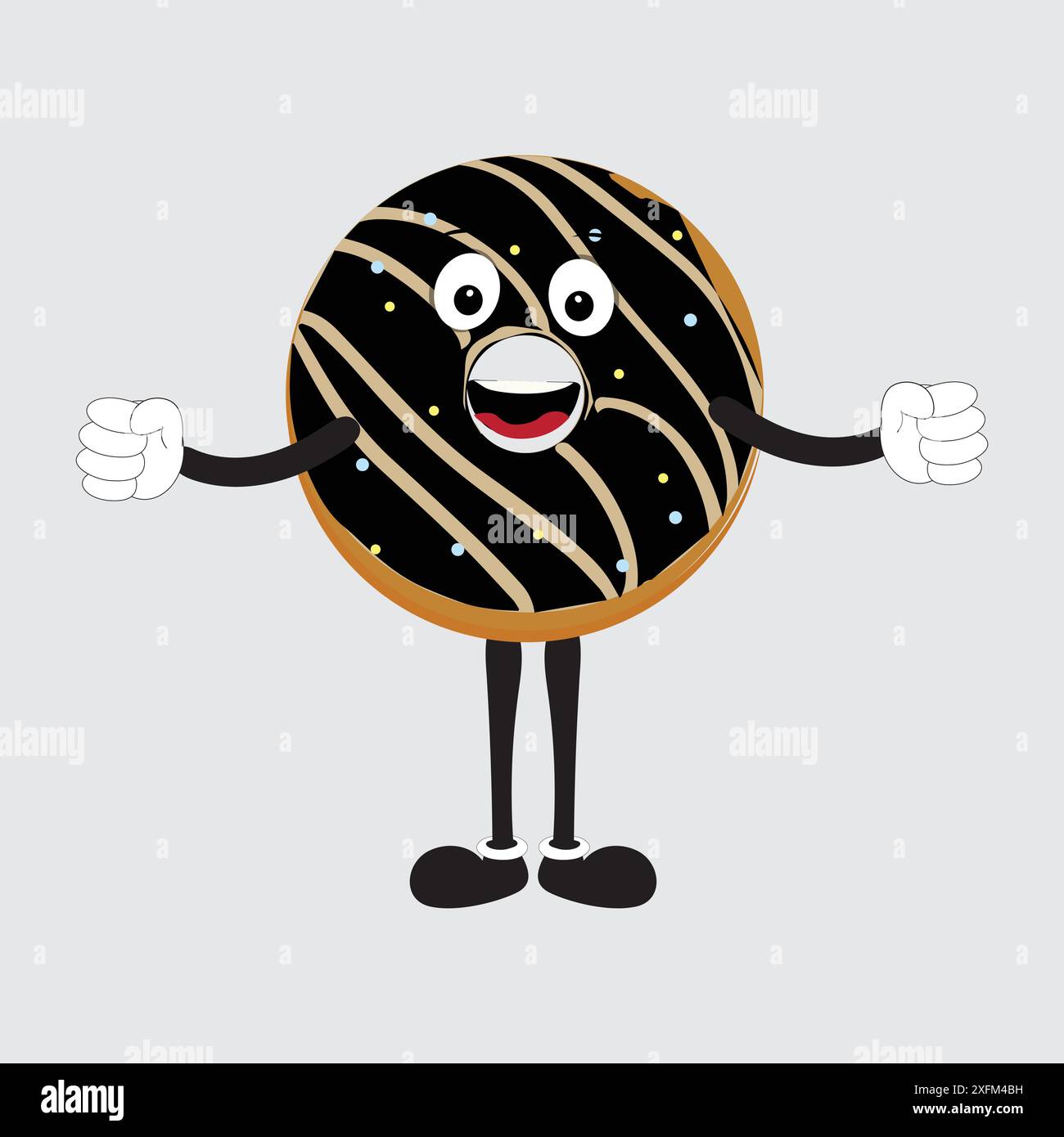 Donut mascot, vintage cartoon styled retro vector illustration,Donut ...