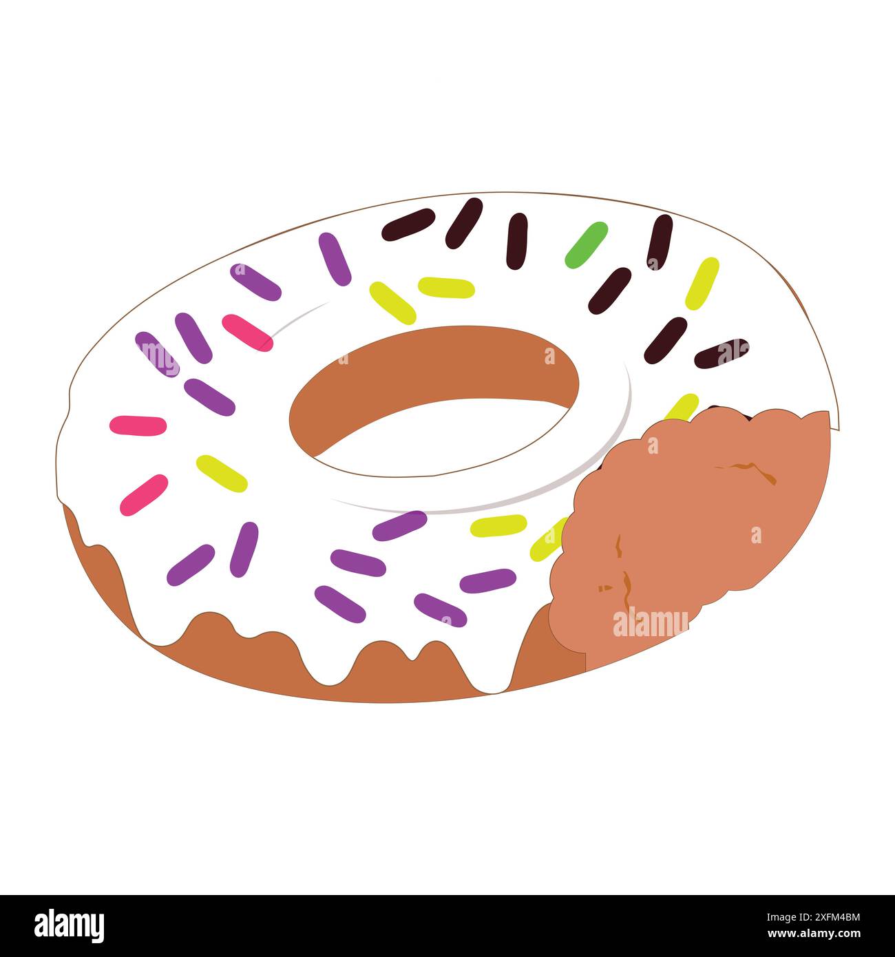 Bitten and half eaten donuts, doughnut pieces. Dessert doughnut bitten ...