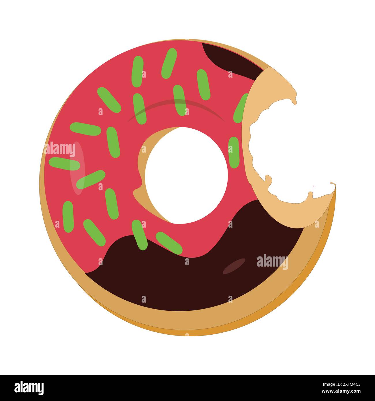 Bitten and half eaten donuts, doughnut pieces. Dessert doughnut bitten ...