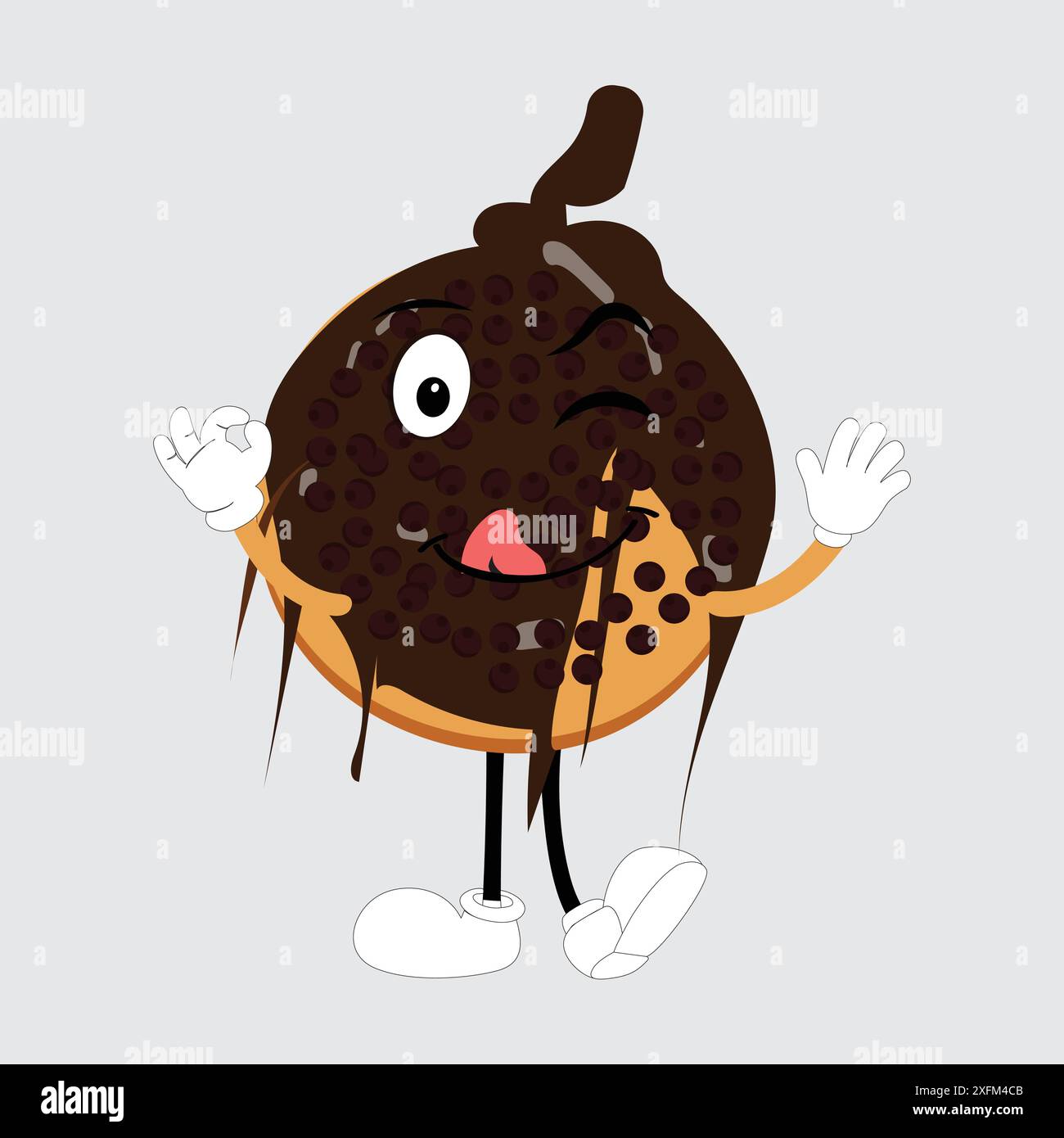 Donut mascot, vintage cartoon styled retro vector illustration,Donut ...