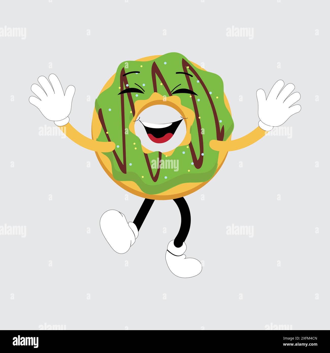 Donut mascot, vintage cartoon styled retro vector illustration,Donut ...