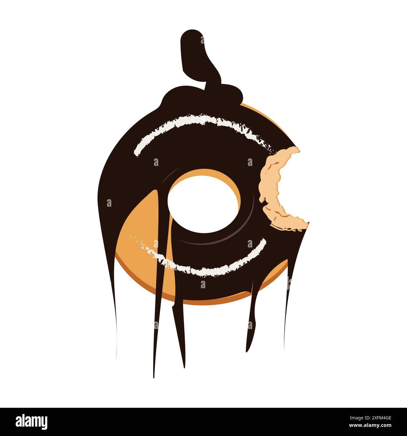 Bitten and half eaten donuts, doughnut pieces. Dessert doughnut bitten ...