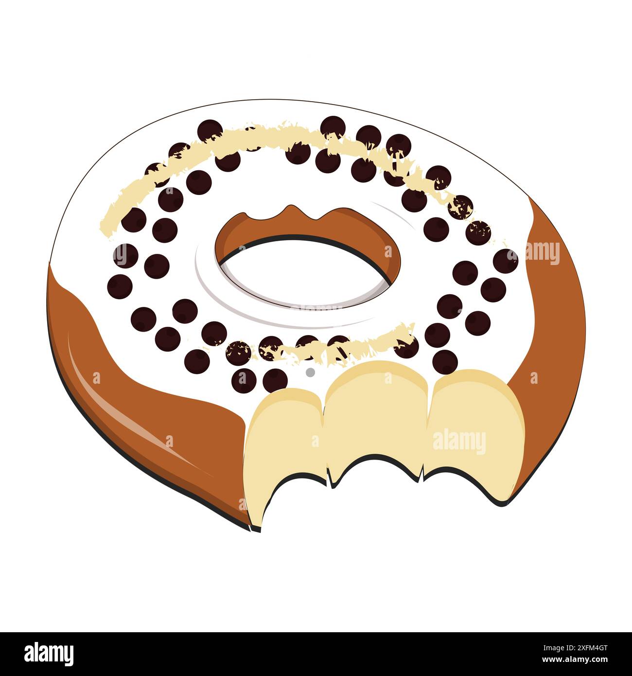 Bitten and half eaten donuts, doughnut pieces. Dessert doughnut bitten ...