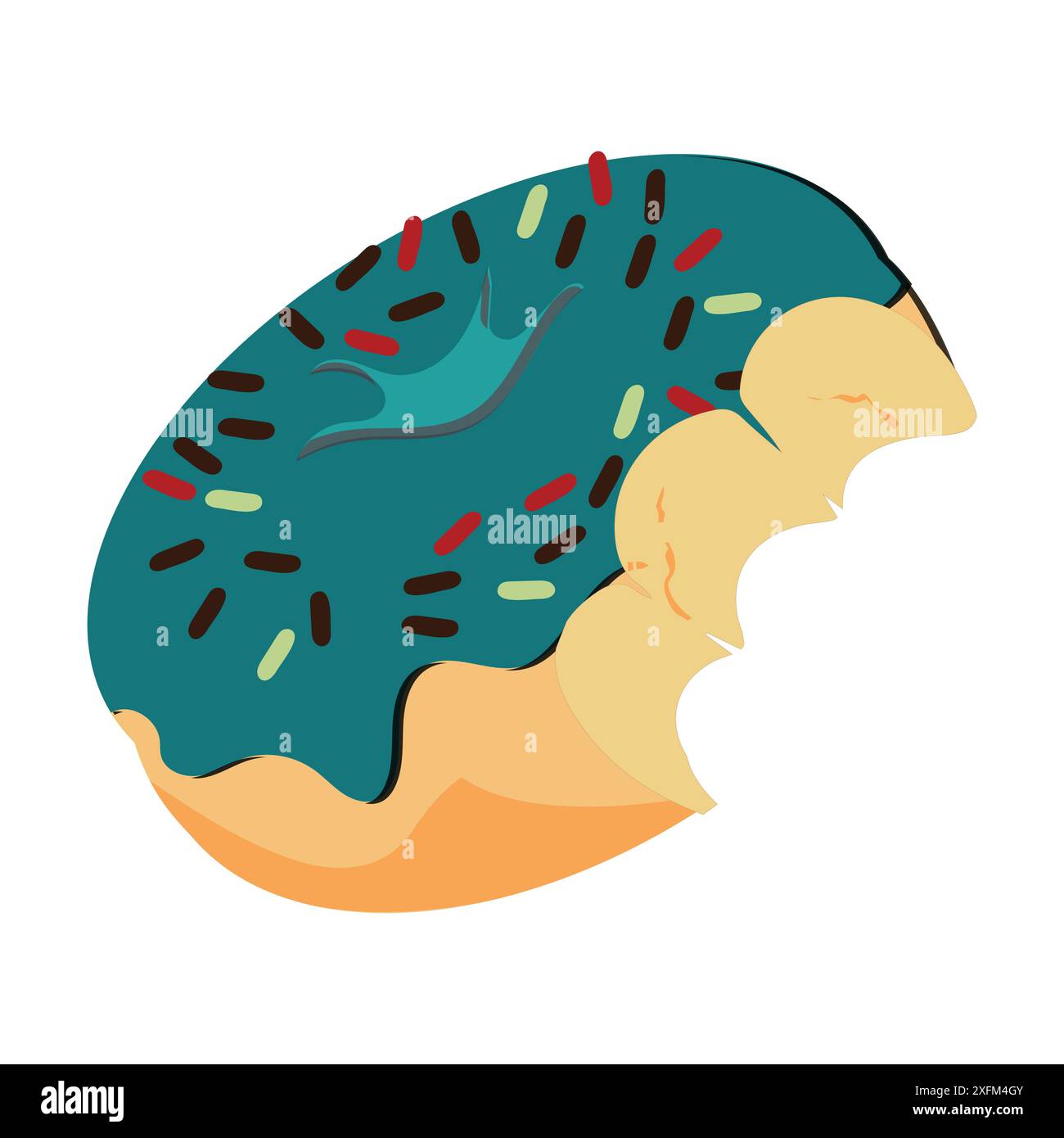 Bitten and half eaten donuts, doughnut pieces. Dessert doughnut bitten ...