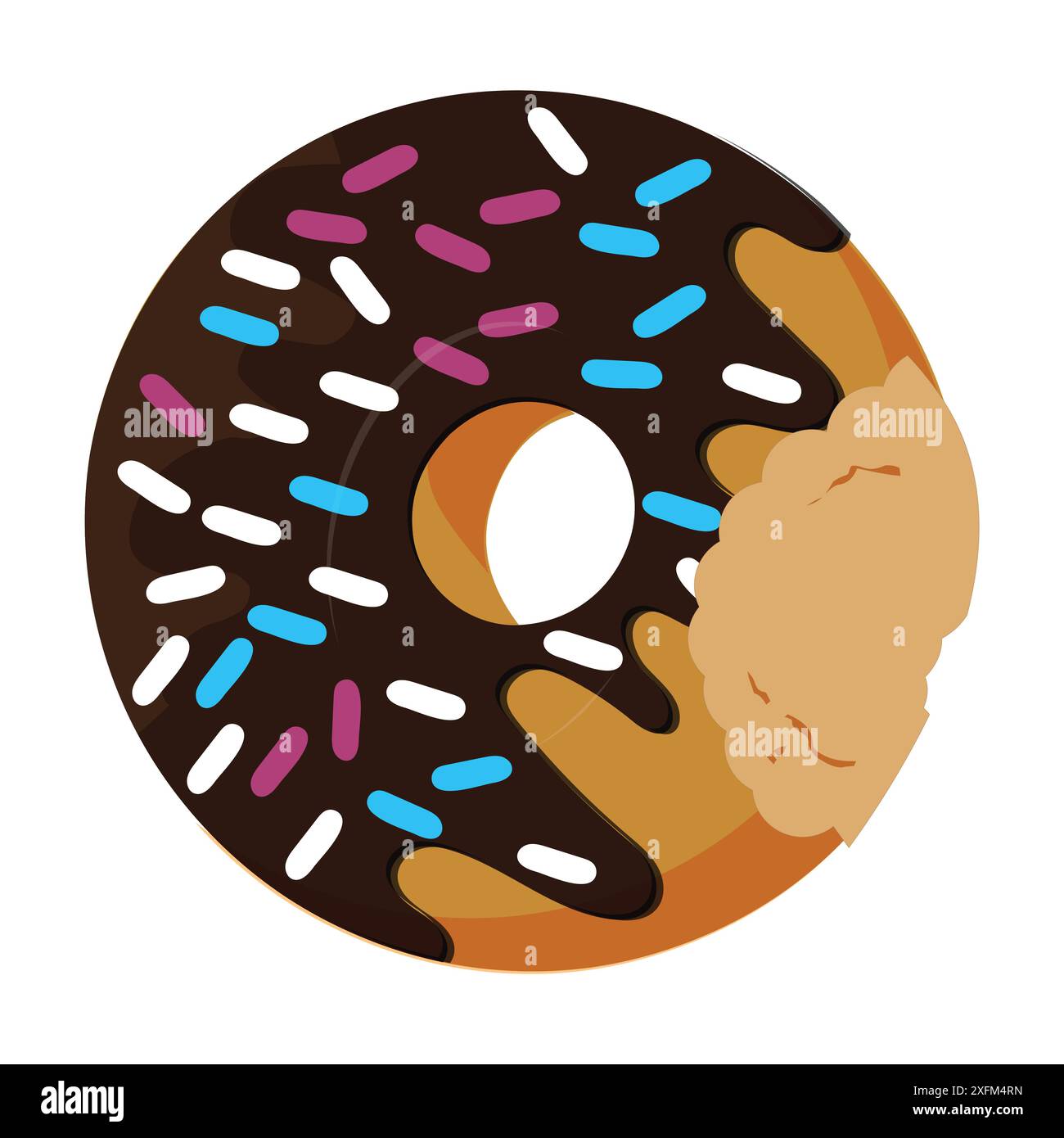 Bitten and half eaten donuts, doughnut pieces. Dessert doughnut bitten ...