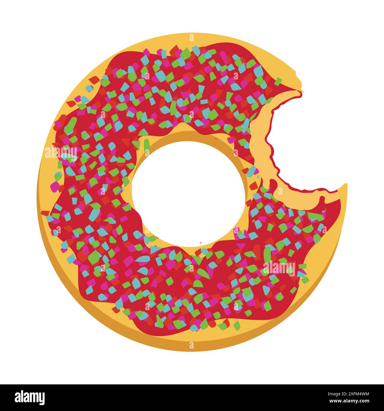 Bitten and half eaten donuts, doughnut pieces. Dessert doughnut bitten ...