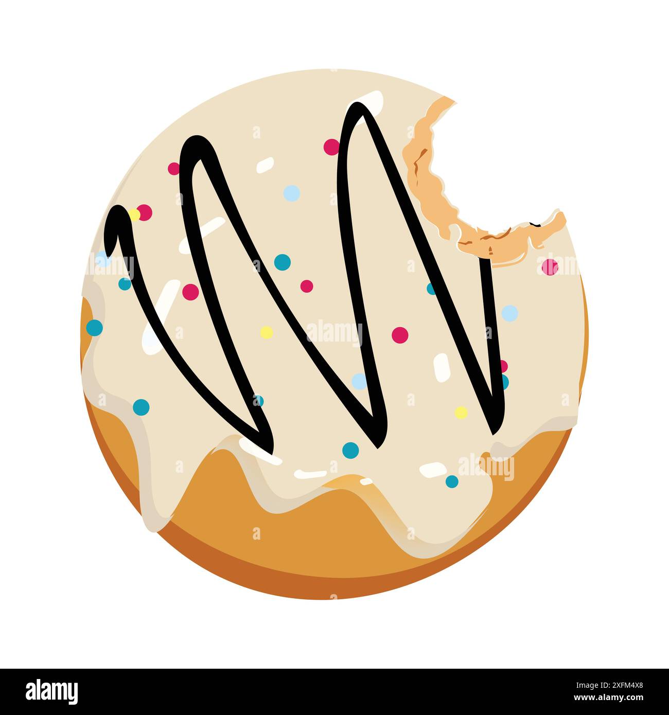 Bitten and half eaten donuts, doughnut pieces. Dessert doughnut bitten ...