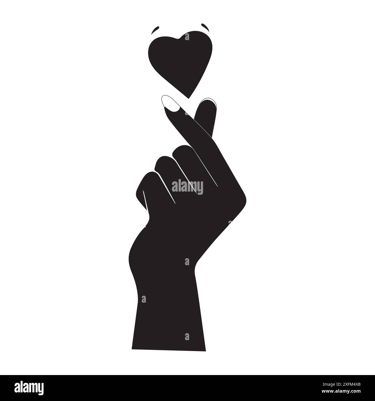 Finger heart icon. Korean love sign. I love you hand gesture ...