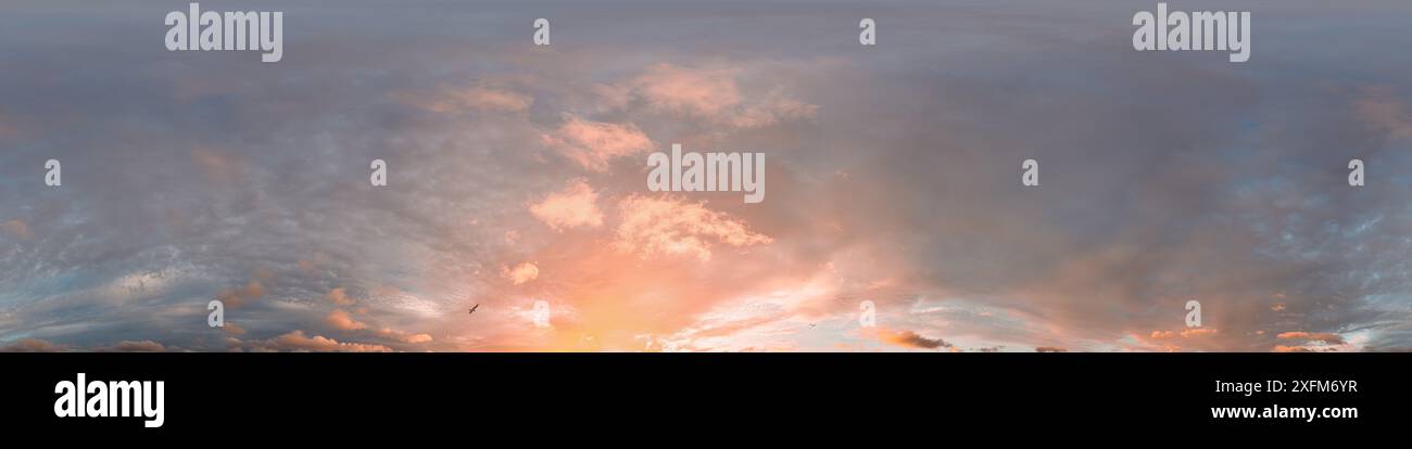 Dramatic Sunset sky 360 panorama. Vibrant sky with bright glowing red ...