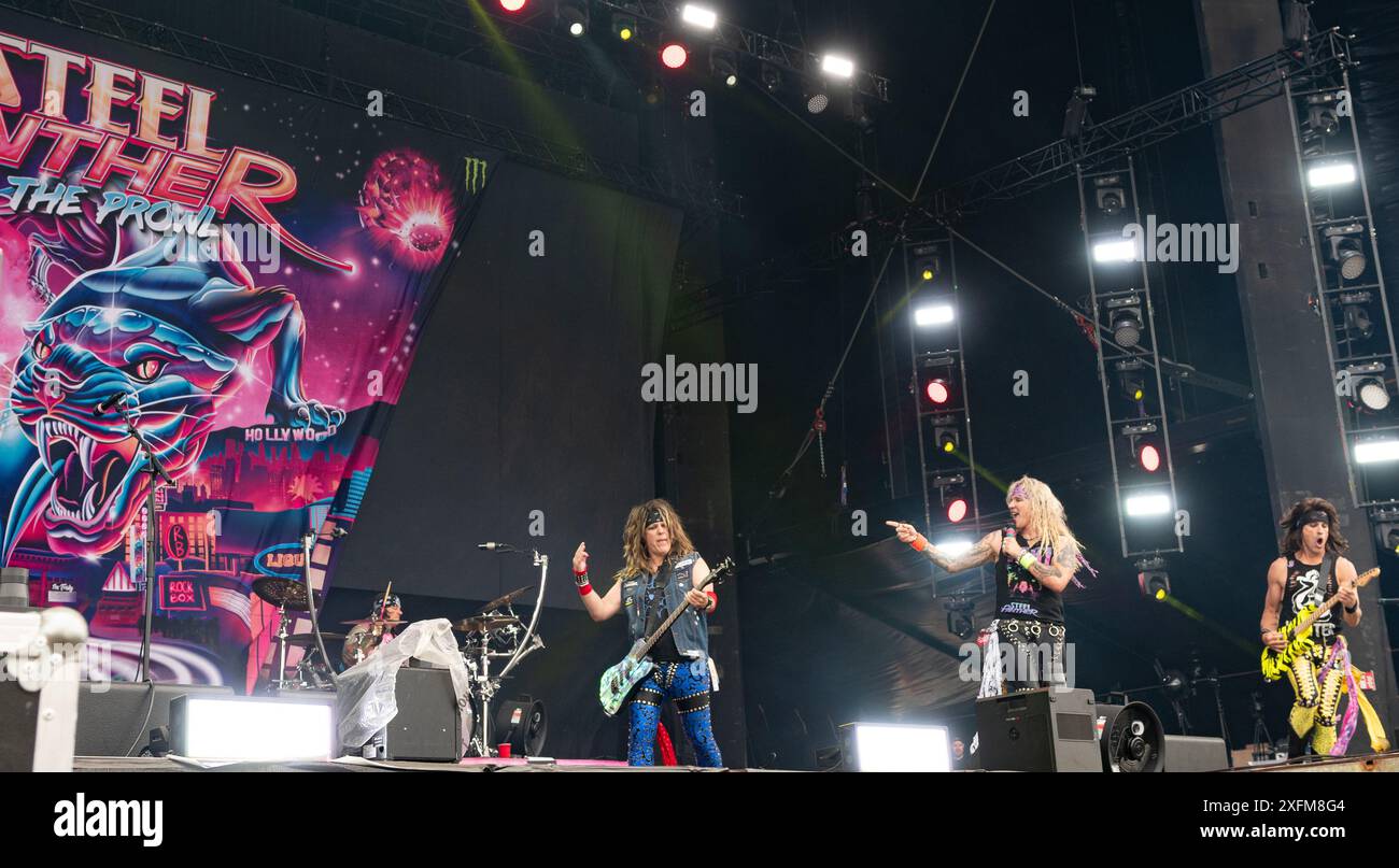 2024-06-08 Norje, Sweden: Band Steel Panther performing at Sweden Rock ...