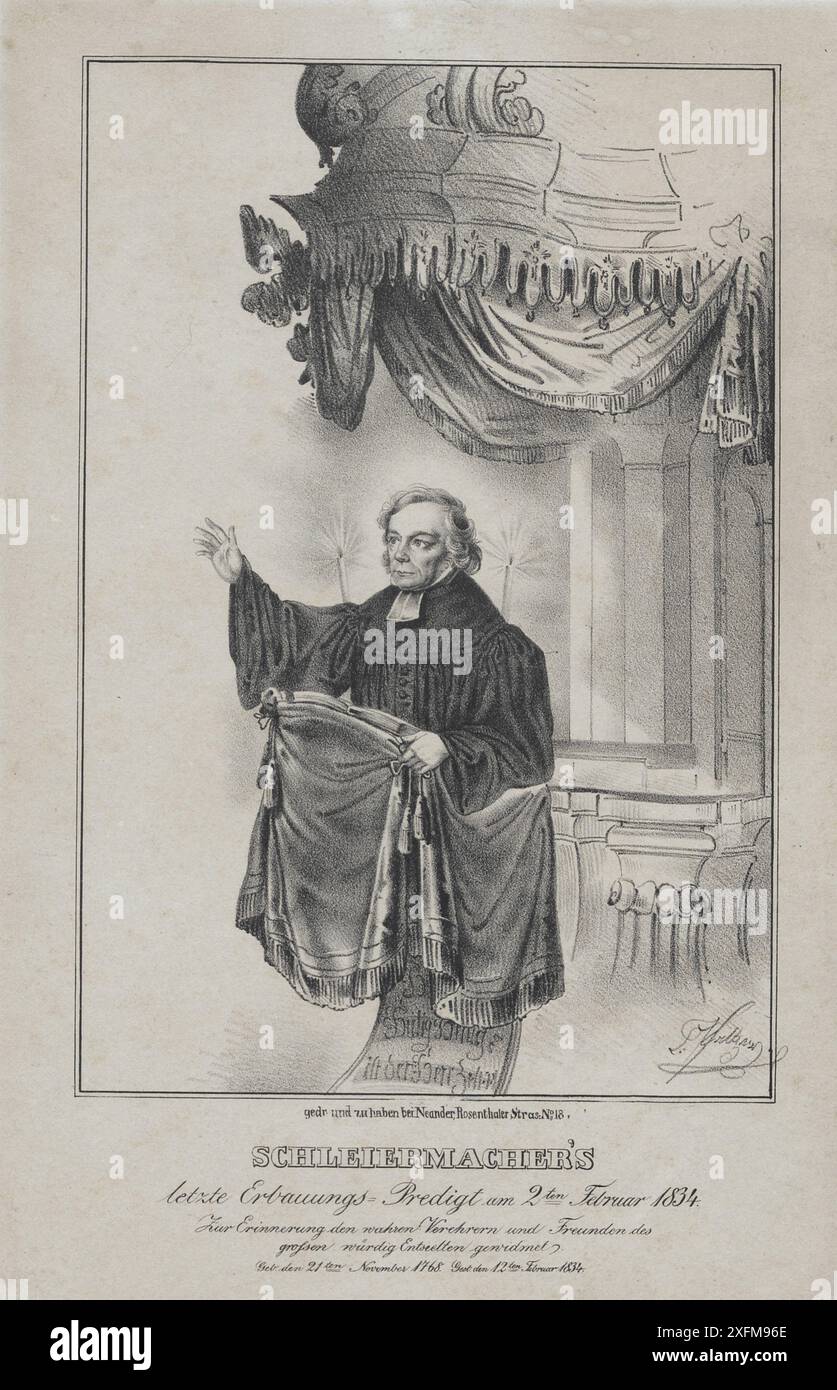 Portrait of Friedrich Schleiermacher. 1834 Friedrich Daniel Ernst ...