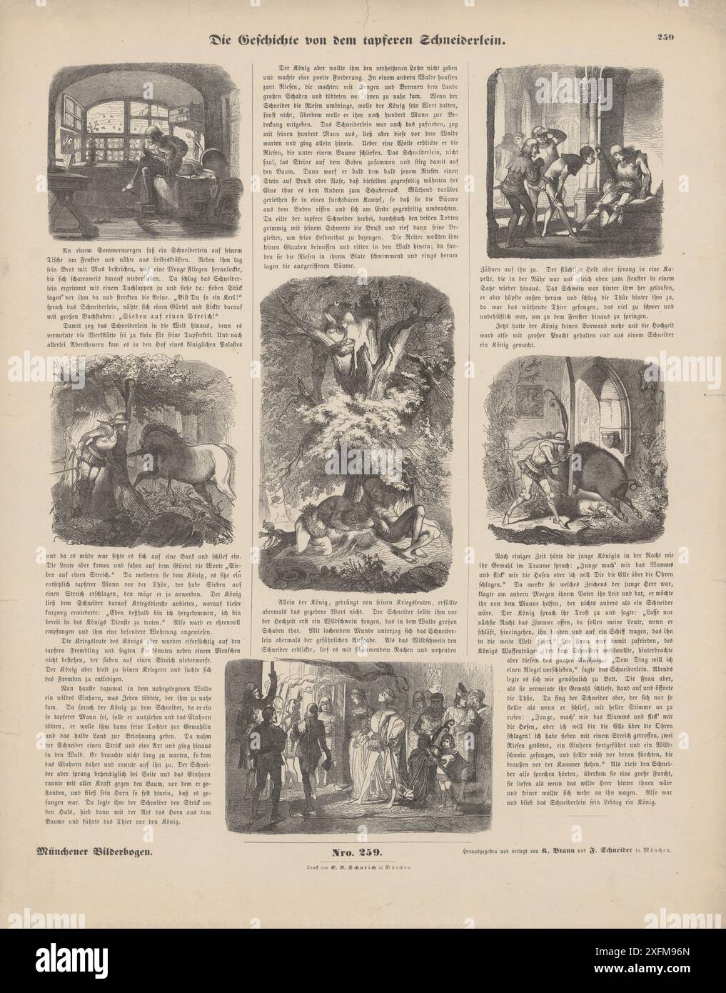 Vintage German illustrations of the fairy tale "The Brave Little Tailor ...