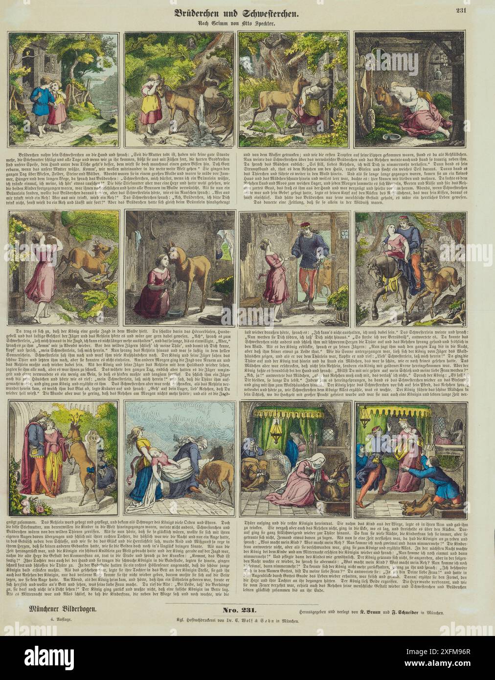 Vintage German illustrations of the fairy tale "Brother and Sister ...