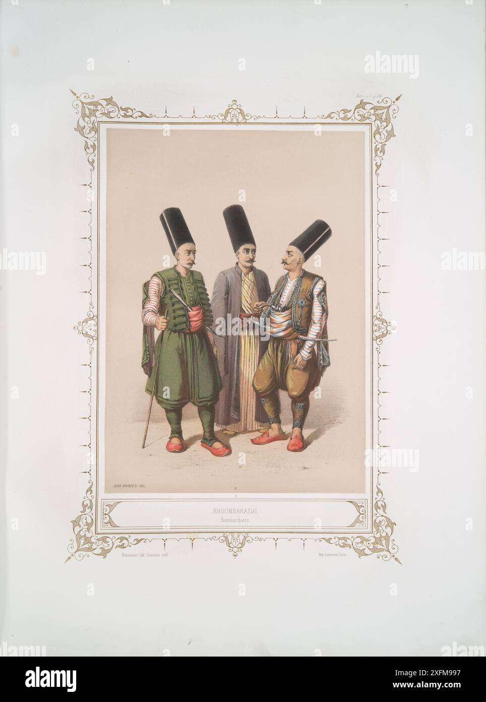 Vintage lithograph of the 19th century Turkish army. Khoumbaradji ...