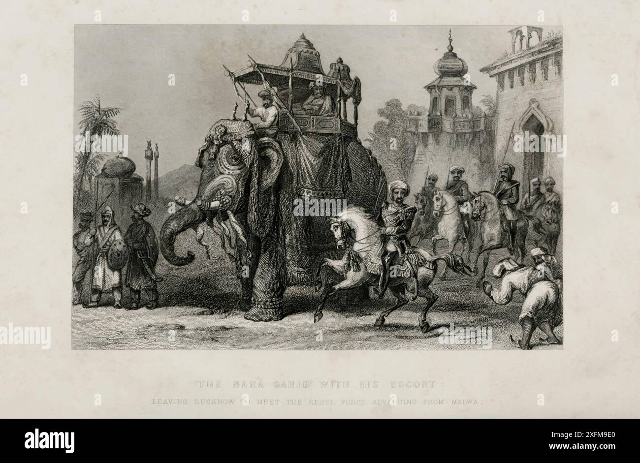 British Empire. Revolt of 1857. The Nana Sahib with his escort. Leaving ...