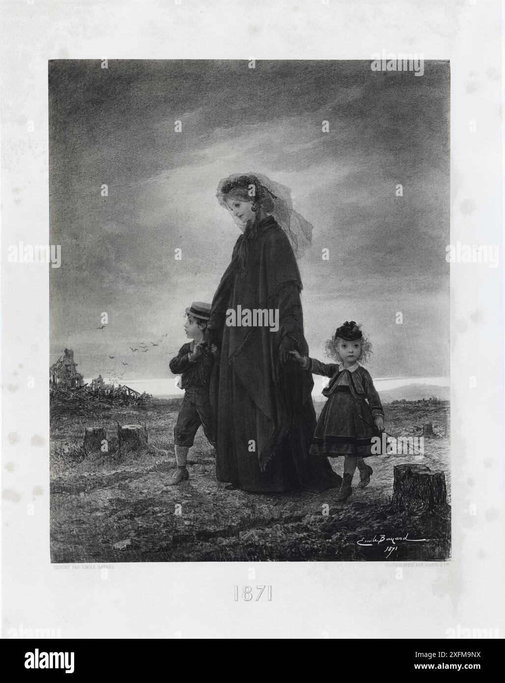 Year of 1871. Allegory of the disasters of France (the Franco-Prussian ...