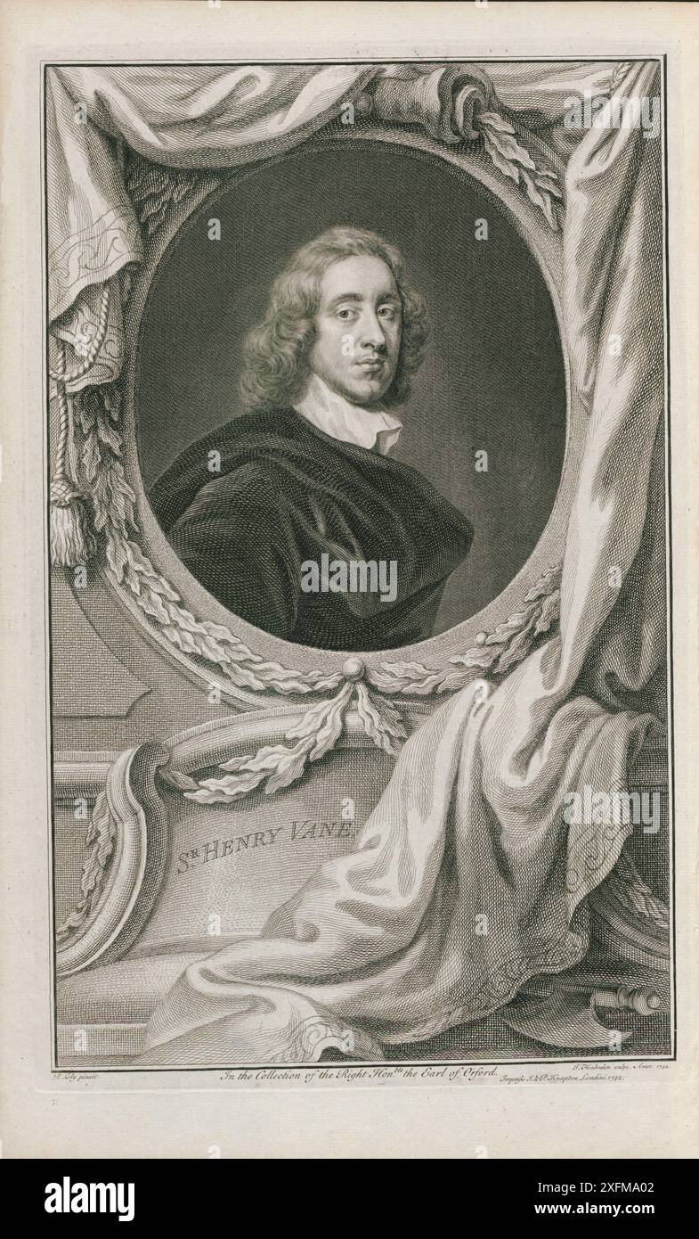 Engraving of sir Henry Vane. 1742 Sir Henry Vane (1613–1662) (often ...