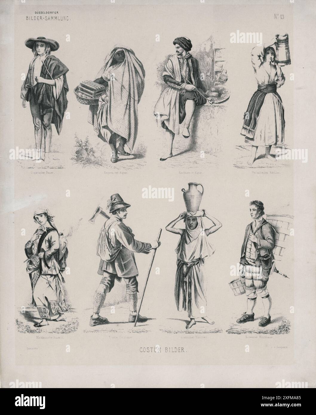 19th centure lithograph of traditional dress hi-res stock photography ...