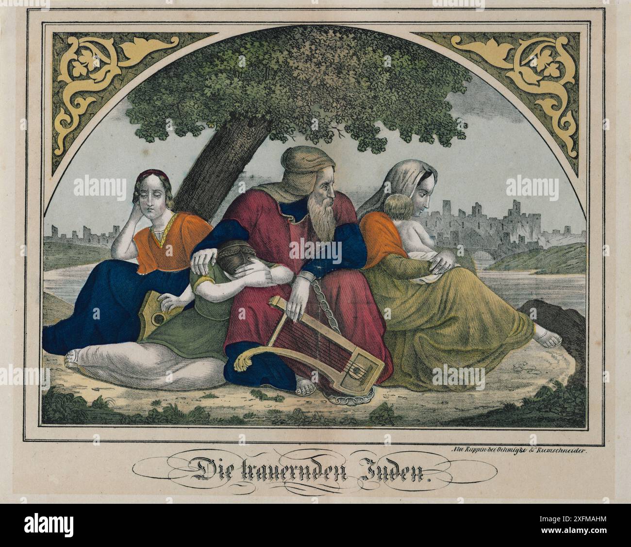 Vintage lithograph of the Grieving Jews. 1854 Stock Photo - Alamy