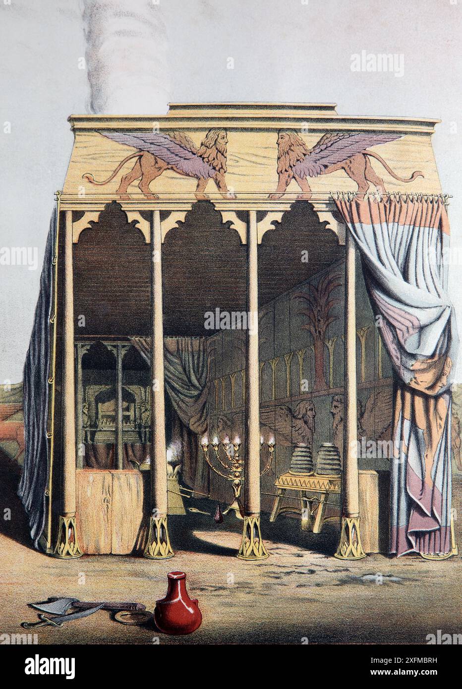 Illustration of the View of the Interior of the Tabernacle - with ...